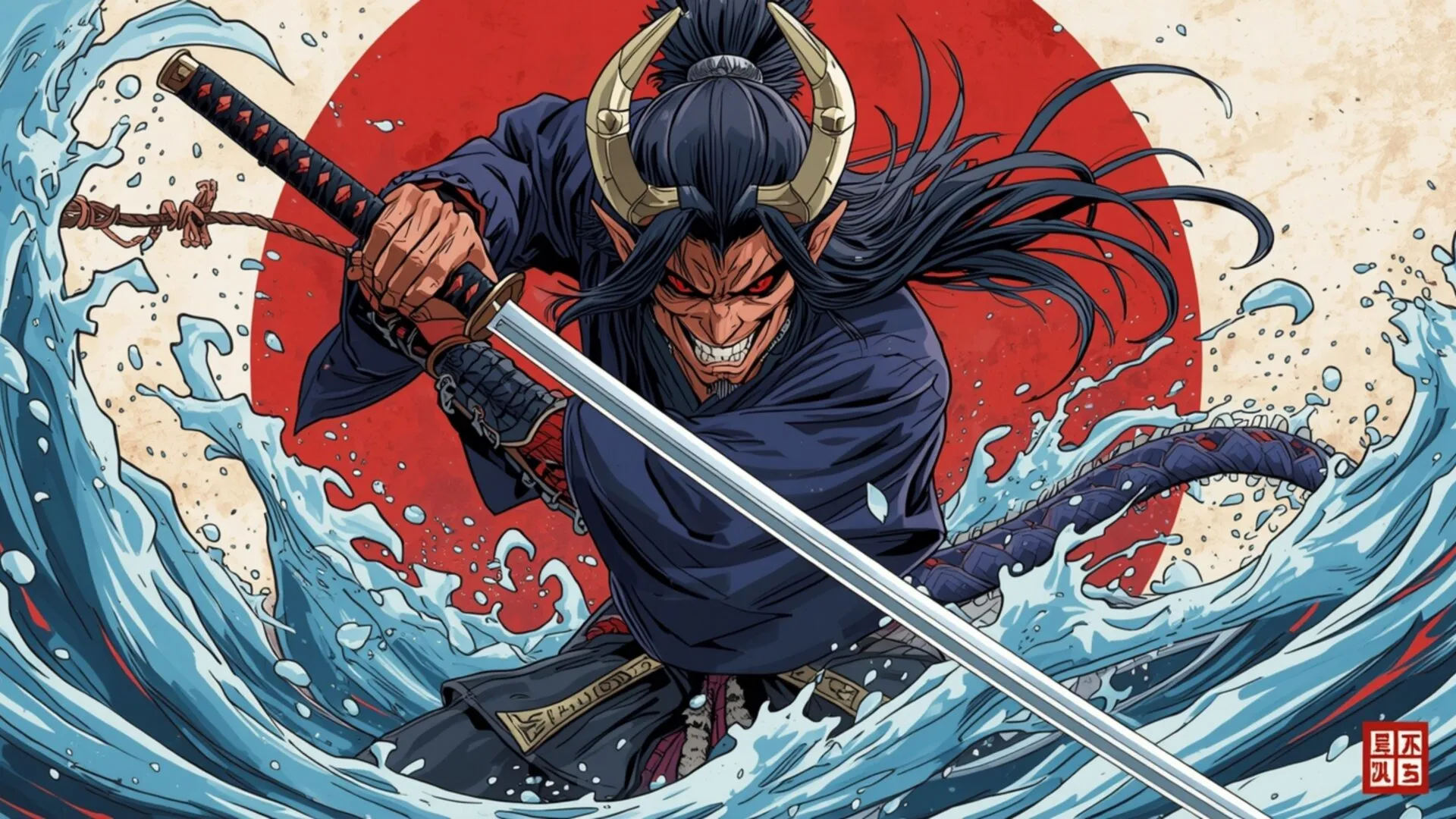 😺 Demon Slayer Katana Water Breathing Technique Art 4K Wallpaper