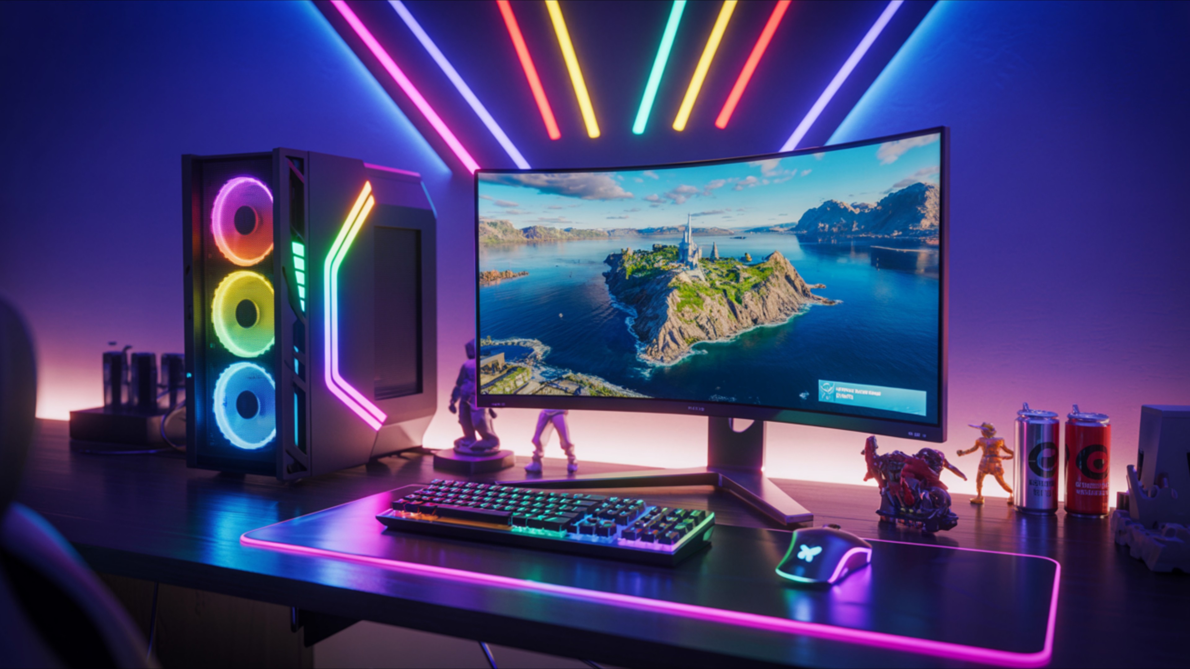 🕹️ Fortnite Inspired Gaming Setup 4K Wallpaper