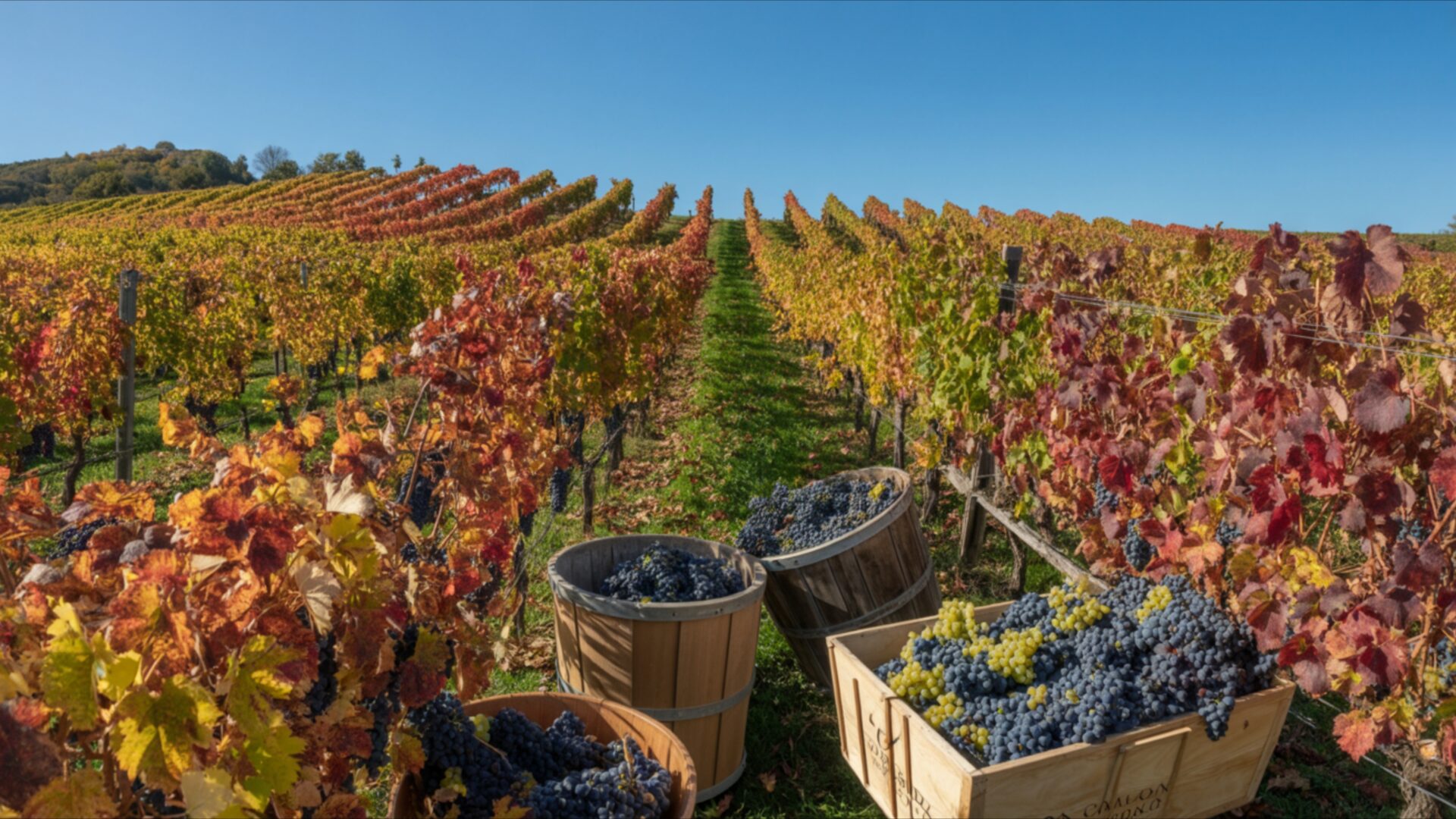 🏞️ Vineyard Autumn Colors Harvesting Season 4K Wallpaper