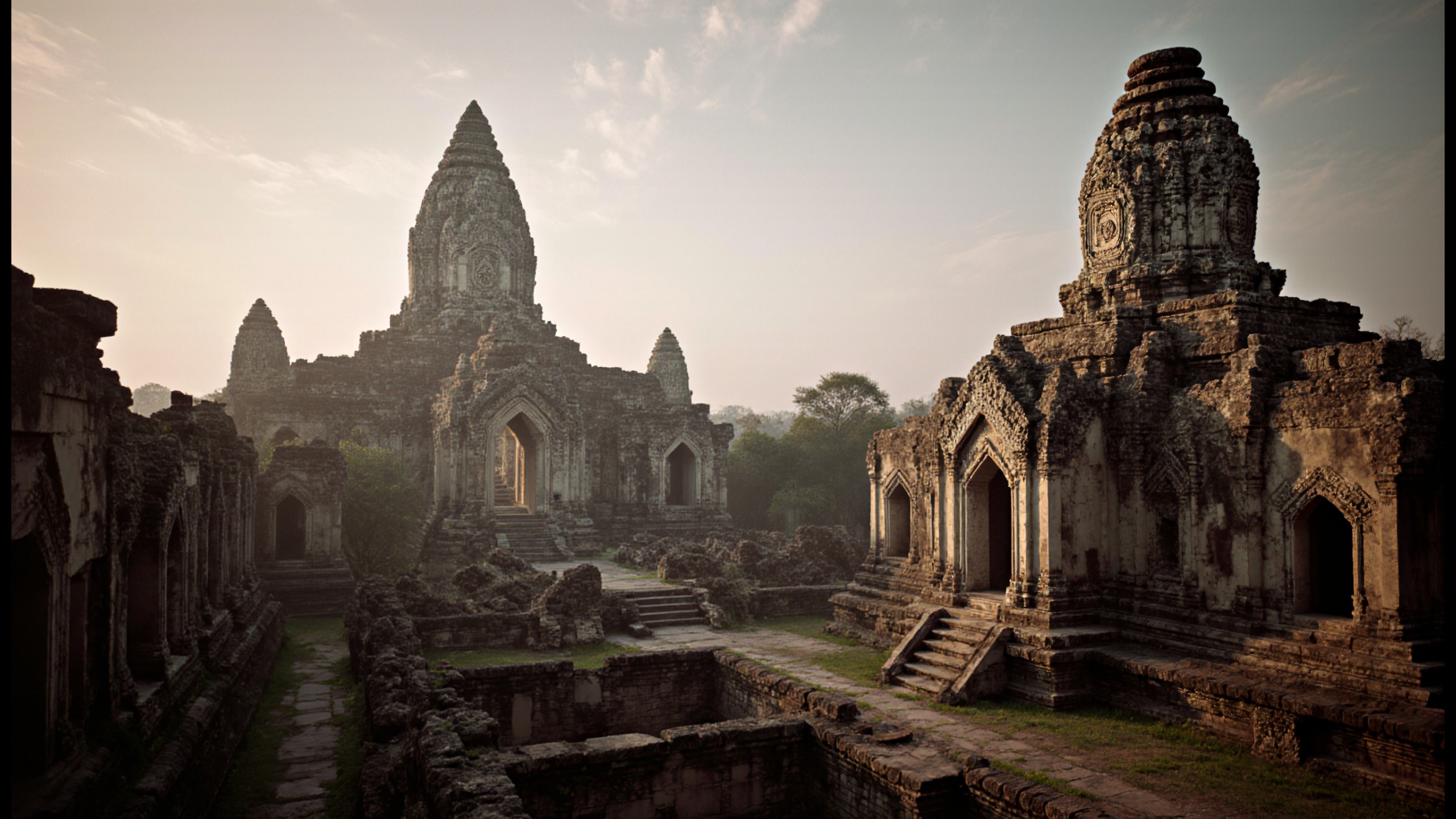 Ancient City Ruins Temple Architecture Wallpaper 2K QHD (2560x1440 ...