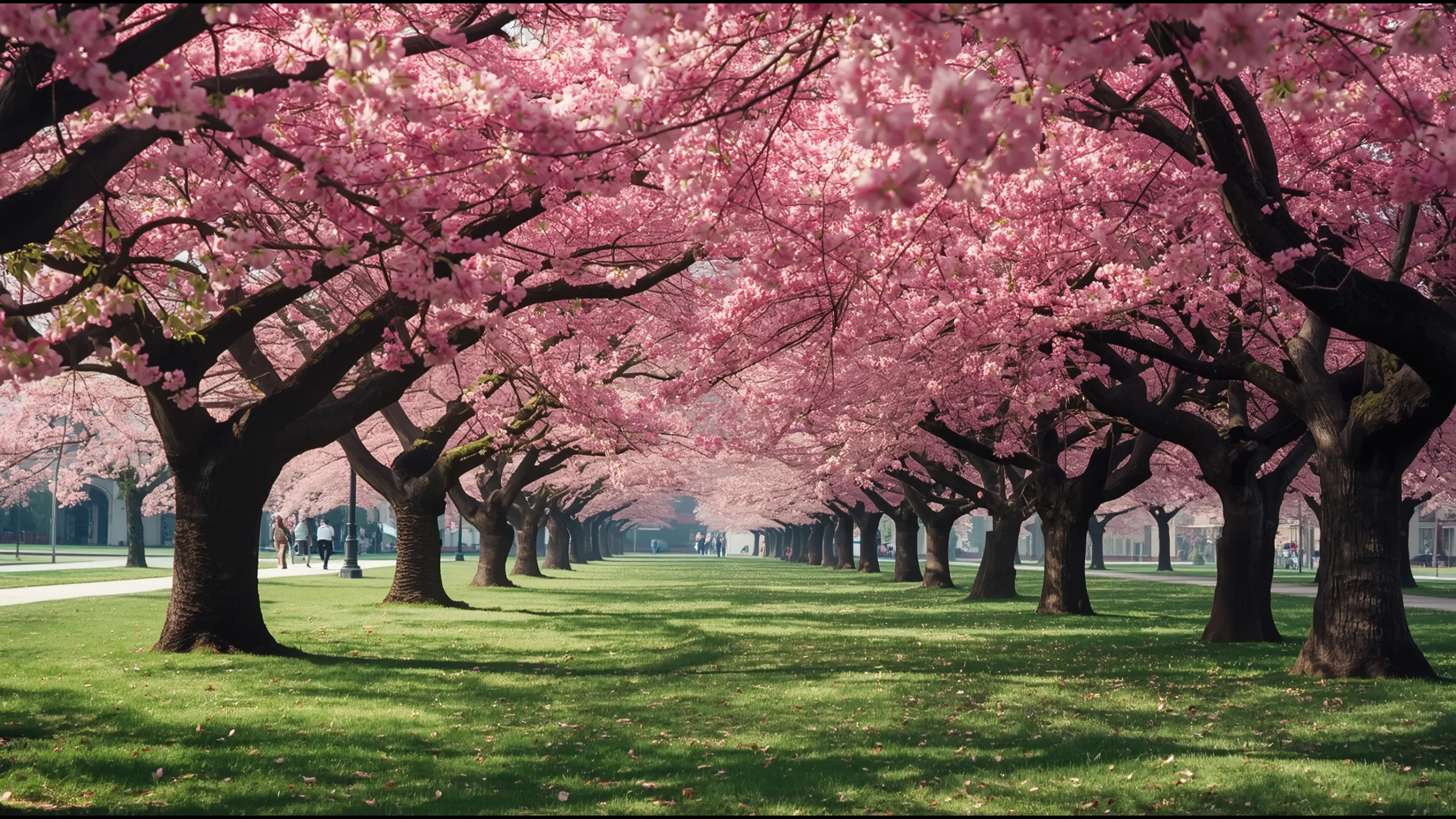 Spring Cherry Blossoms Pink Trees Nature Wallpaper 2K QHD (2560x1440 ...