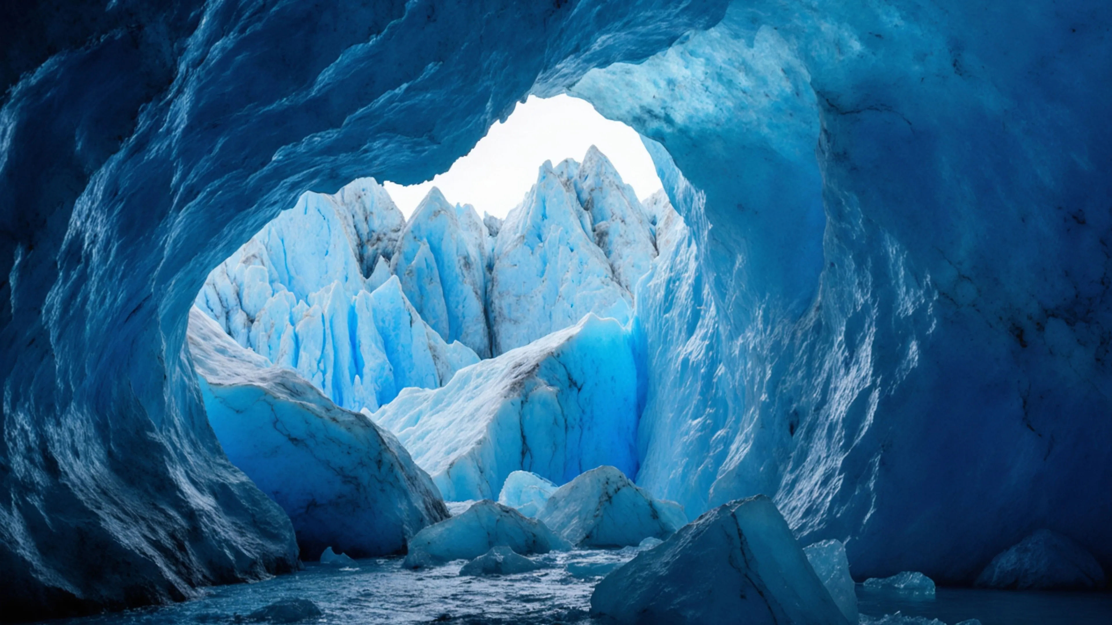 Vibrant Blue Glacier Ice Cave Interior Wallpaper 4K UHD (3840x2160 ...